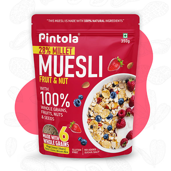 Fruit & Nut Muesli with 68% Whole Grains (28% Millet), 20% fruits & 12 ...